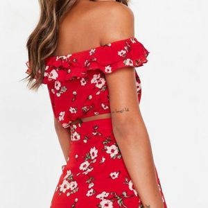 Missguided | Dresses | Misguided Red Floral Set | Poshmark